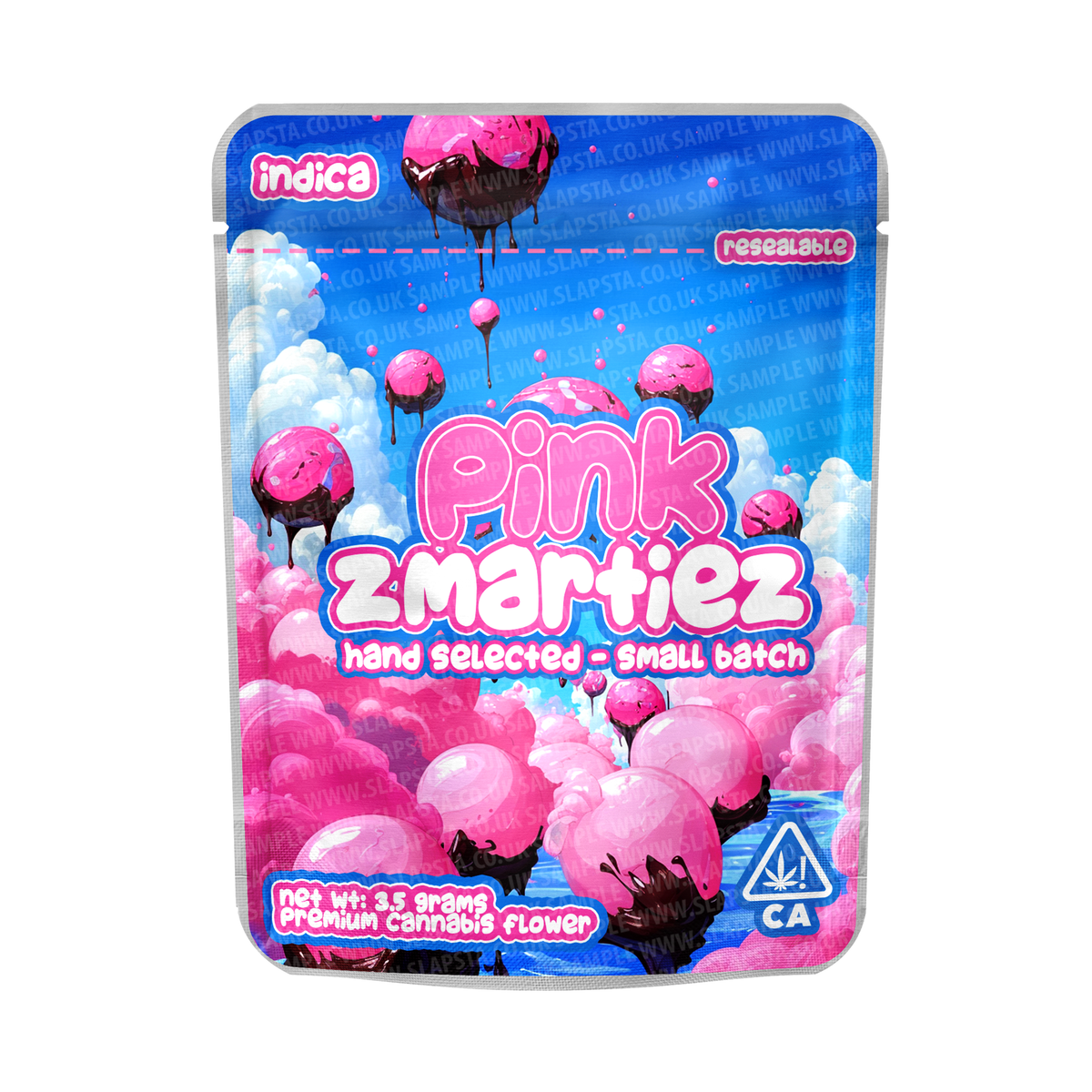 SLAPSTA - Pink Smarties Mylar Pouches Pre-Labeled