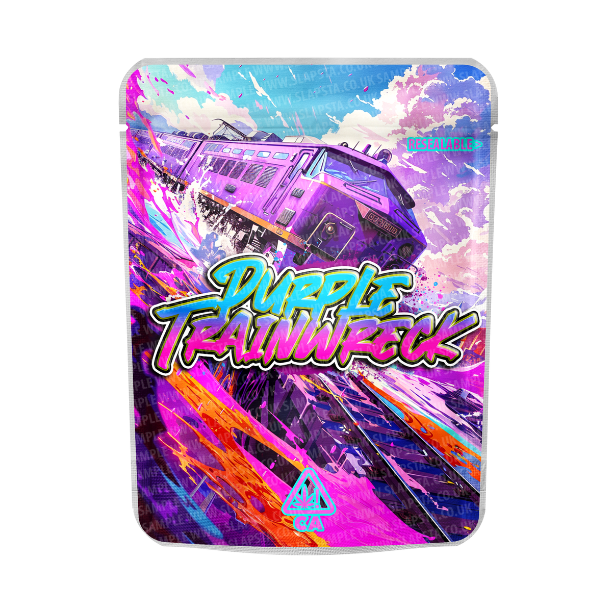 SLAPSTA - Purple Trainwreck Mylar Pouches Pre-Labeled