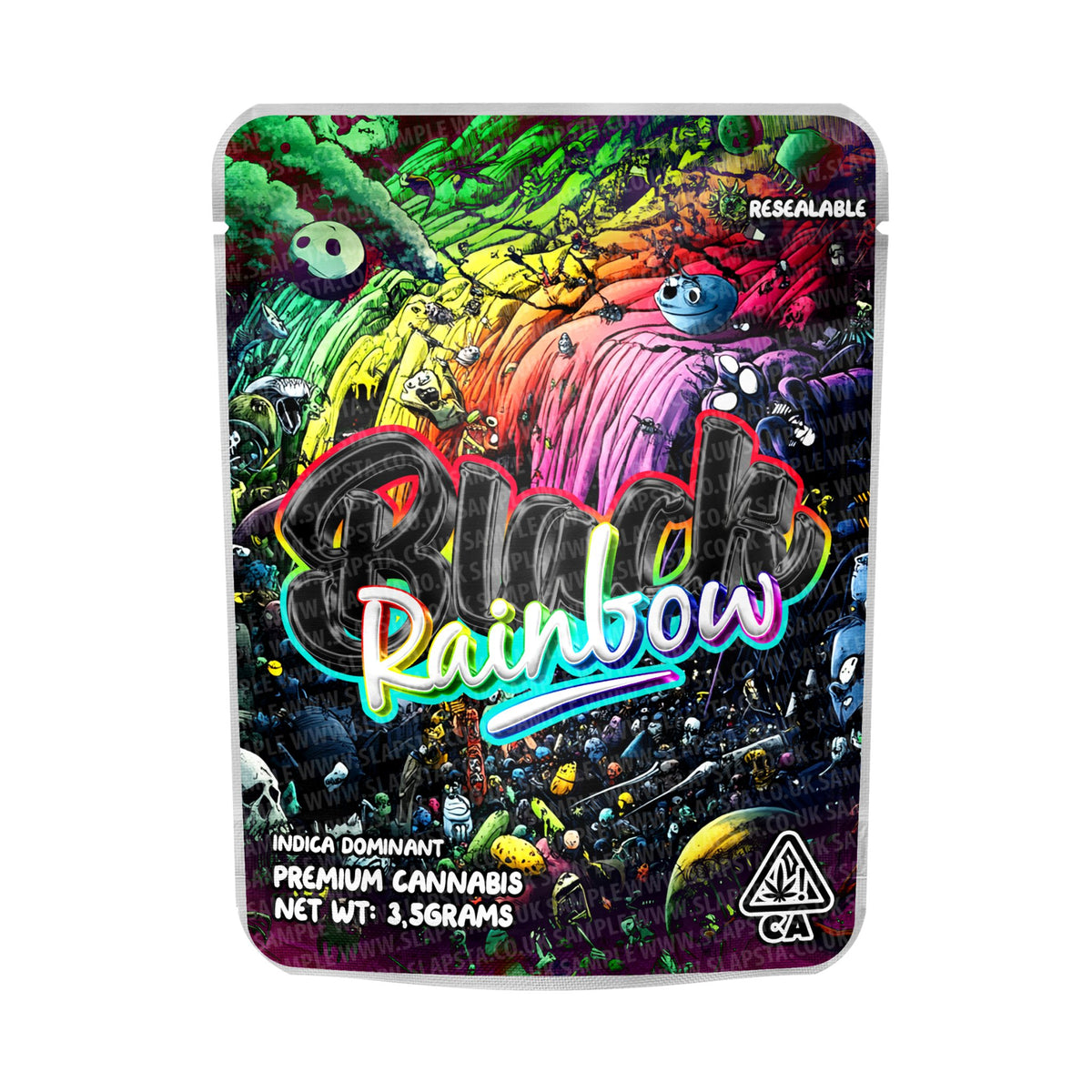 SLAPSTA -Black Rainbow Mylar Pouches Pre-Labeled