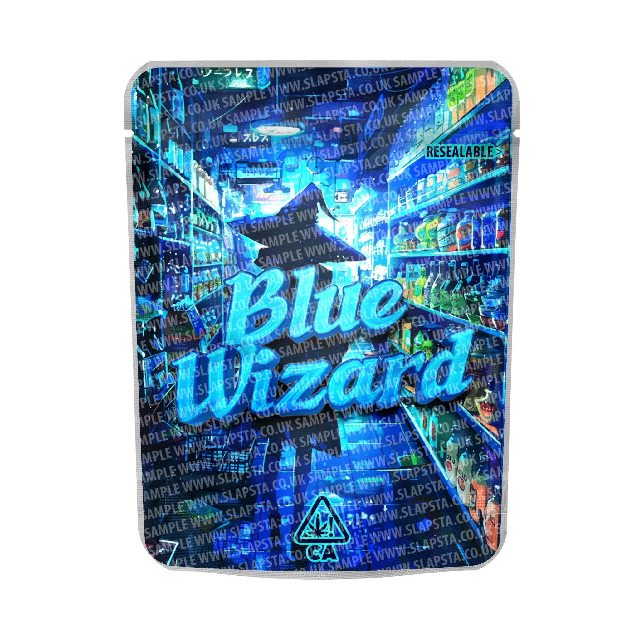 SLAPSTA - Blue Wizard Mylar Pouches Pre-Labeled