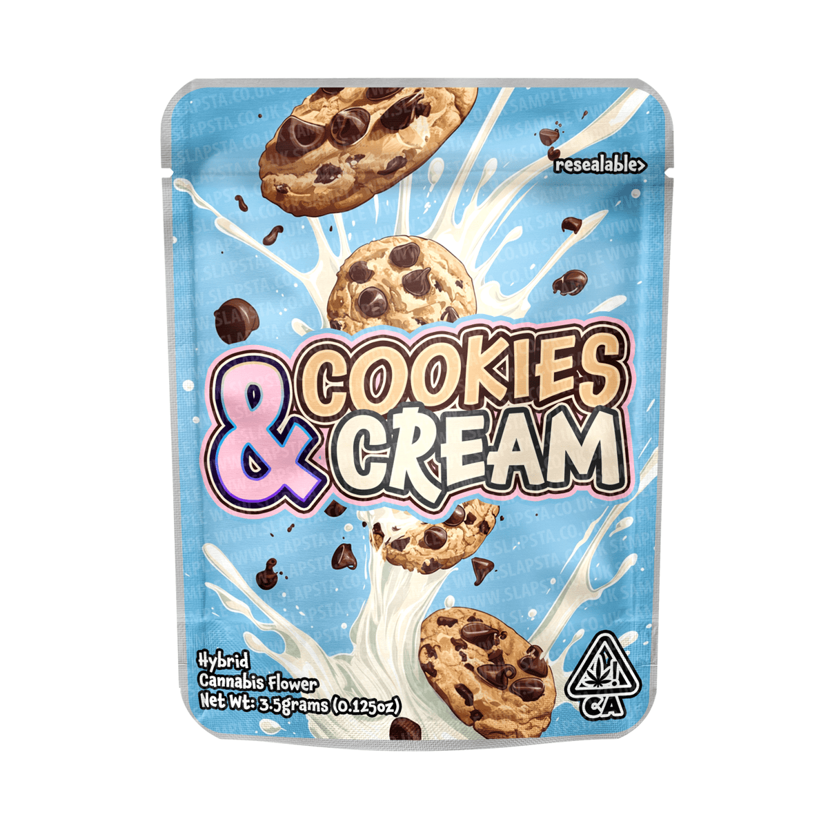 SLAPSTA - Cookies And Cream Mylar Pouches Pre-Labeled