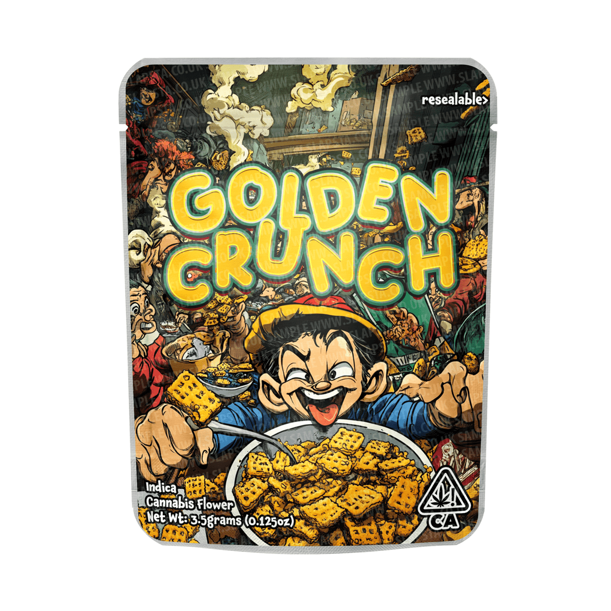 SLAPSTA - Golden Crunch Mylar Pouches Pre-Labeled