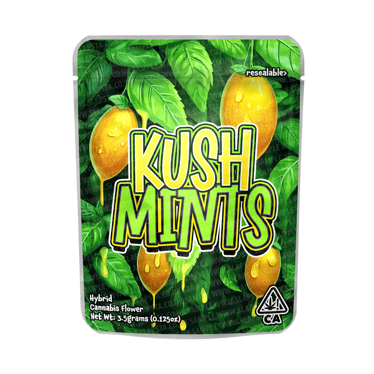 SLAPSTA - Kush Mints Mylar Pouches Pre-Labeled