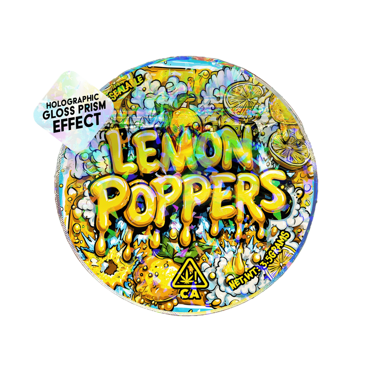Lemon Poppers Mylar Packs | Premium Holographic Bags | SLAPSTA