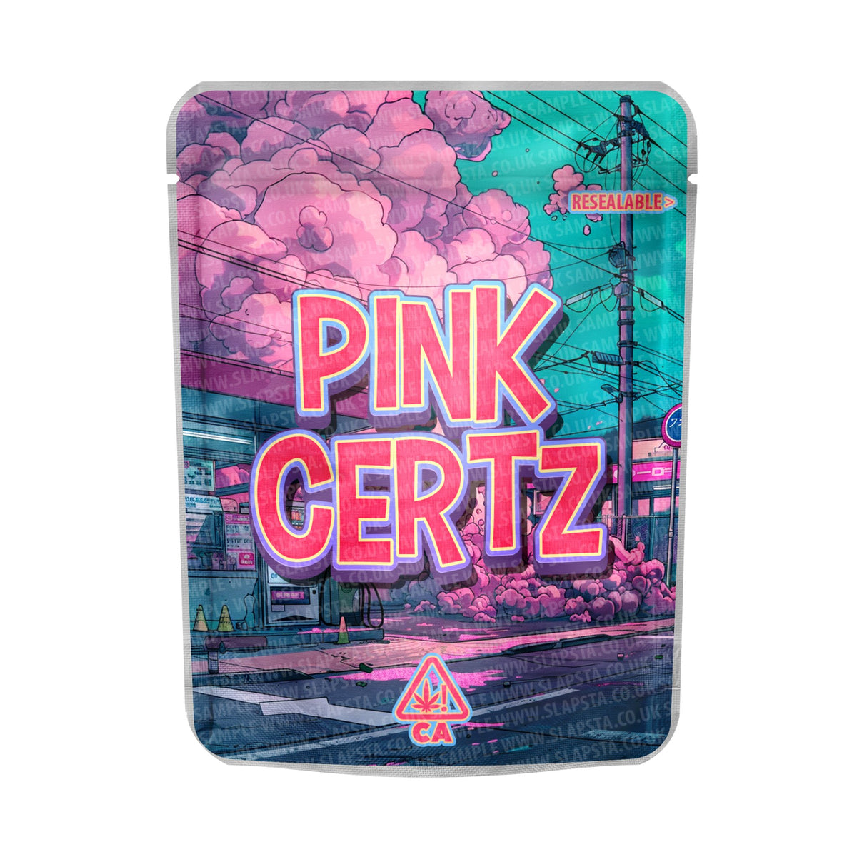 SLAPSTA - Pink Certz Mylar Pouches Pre-Labeled