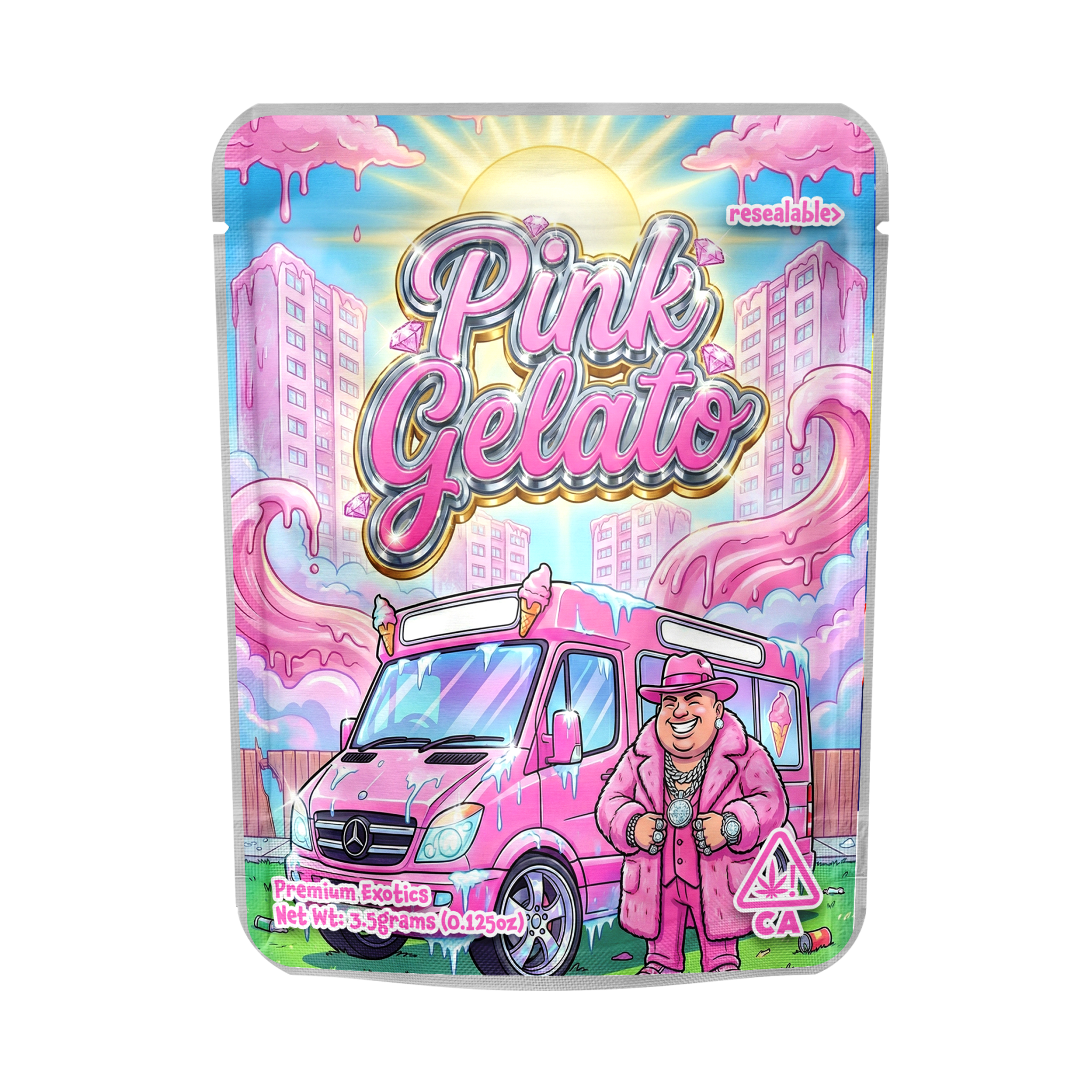 SLAPSTA - Pink Gelato Mylar Pouches Pre-Labeled