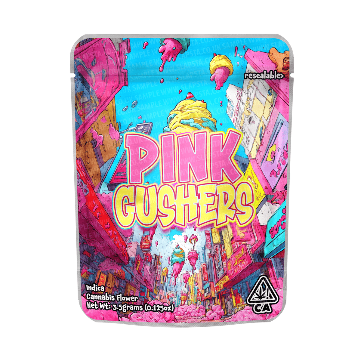 SLAPSTA - Pink Gushers Mylar Pouches Pre-Labeled