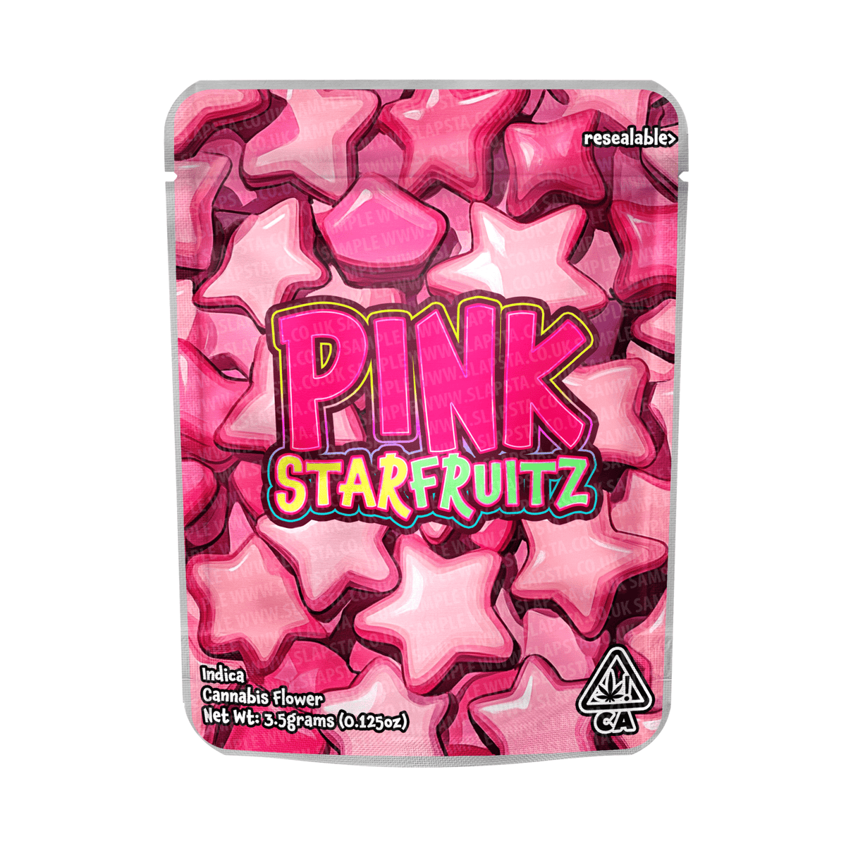 SLAPSTA - Pink Starfruitz Mylar Pouches Pre-Labeled