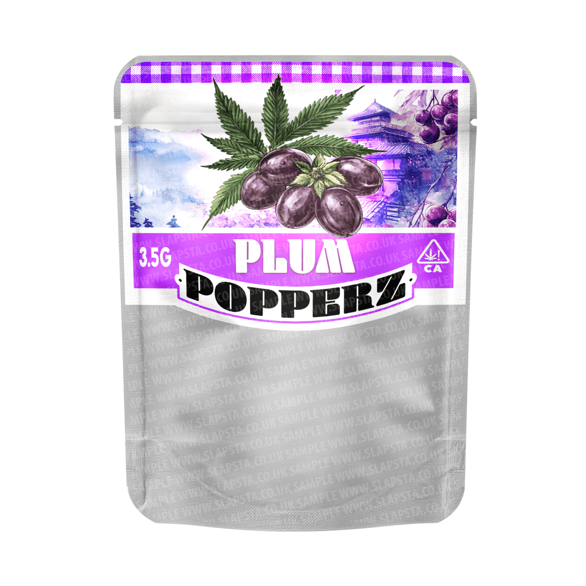 SLAPSTA - Plum Popperz Mylar Pouches Pre-Labeled