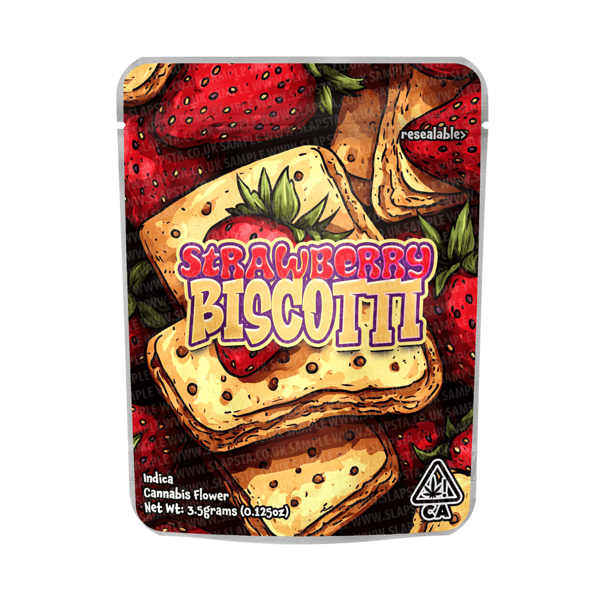 SLAPSTA - Strawberry Biscotti Mylar Pouches Pre-Labeled