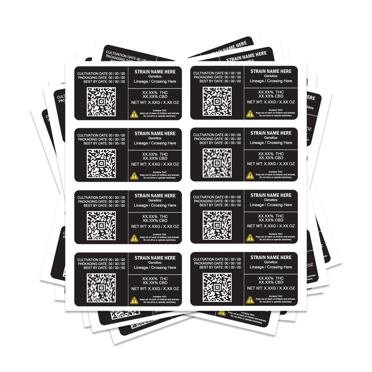 SLAPSTA - 8x4cm Rectangle QR Strain Labels