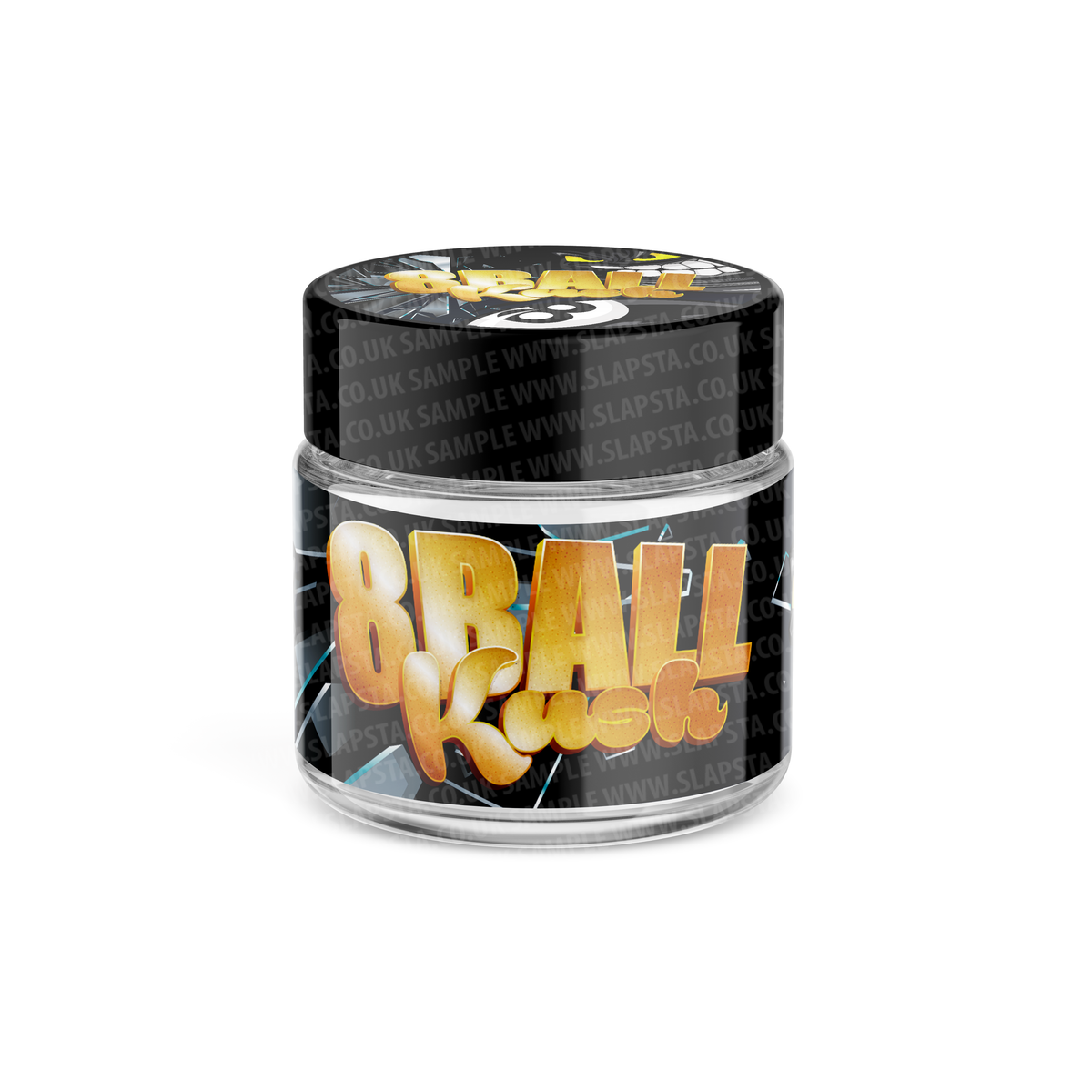 SLAPSTA - 8 Ball Kush Glass Jars Pre-Labeled