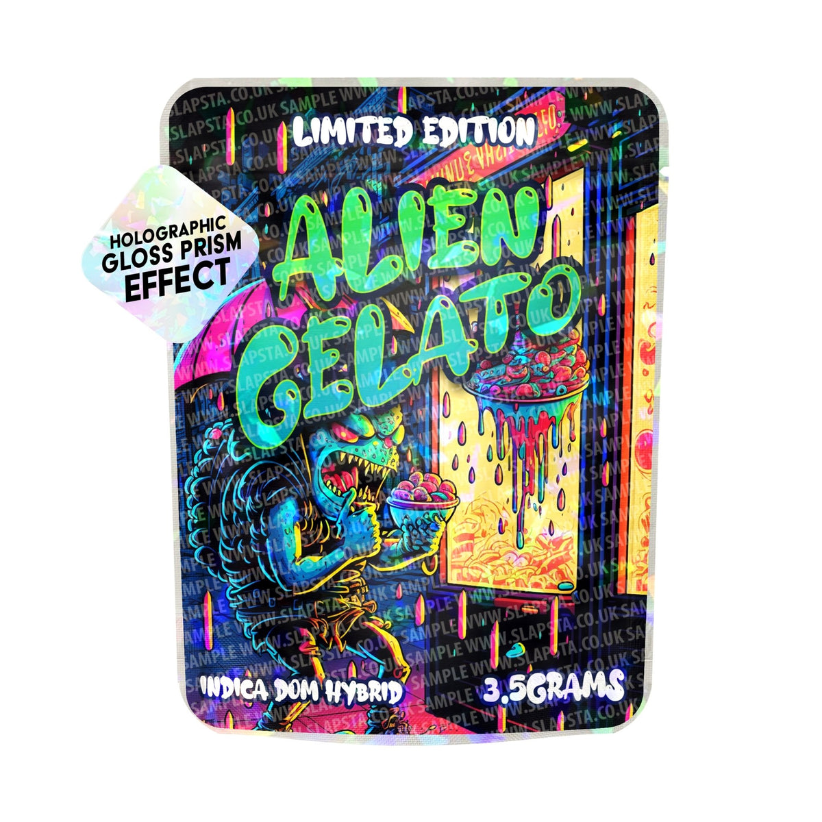 Alien Gelato Holographic Prism Mylar Bags | SLAPSTA
