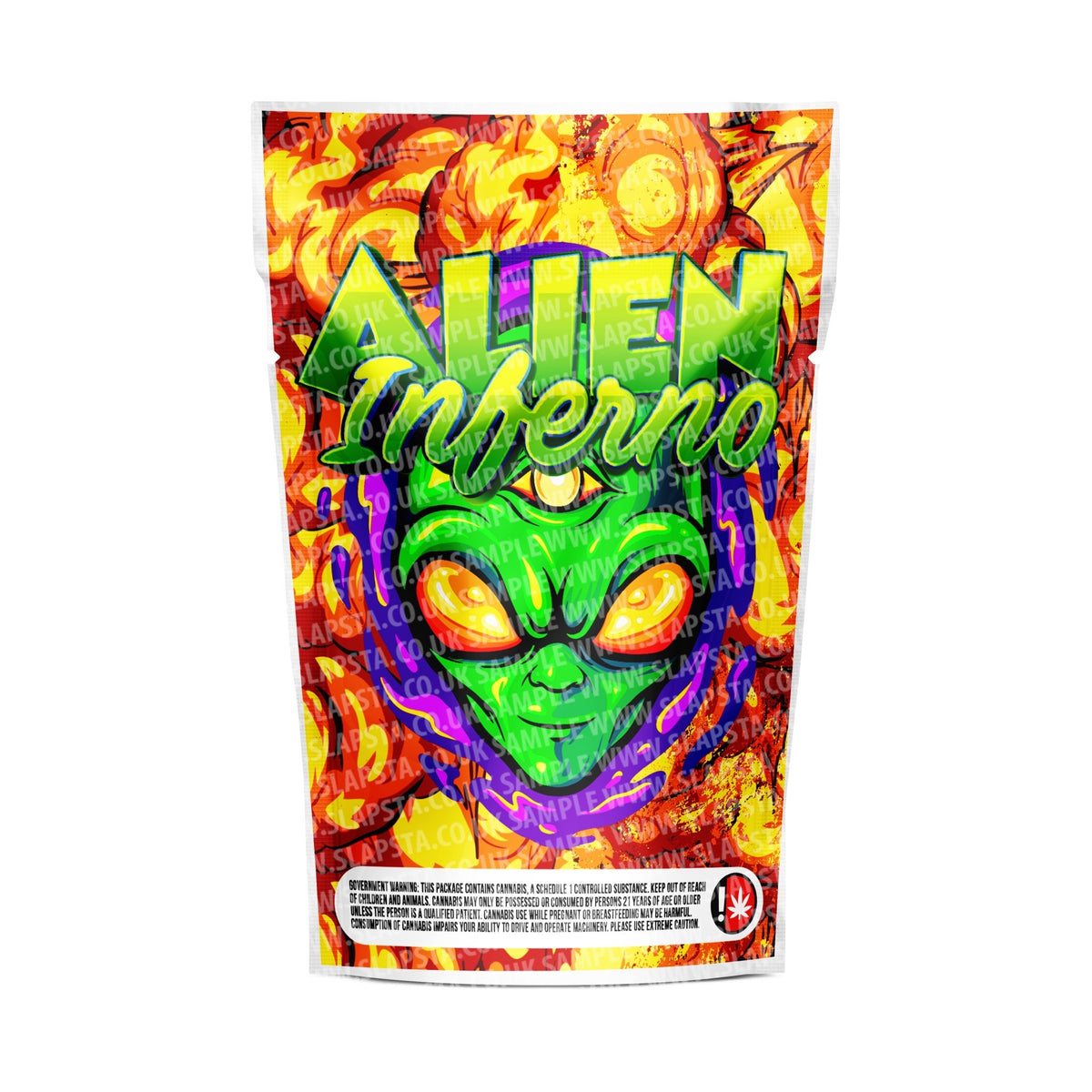 SLAPSTA - Alien Inferno Mylar Pouches Pre-Labeled