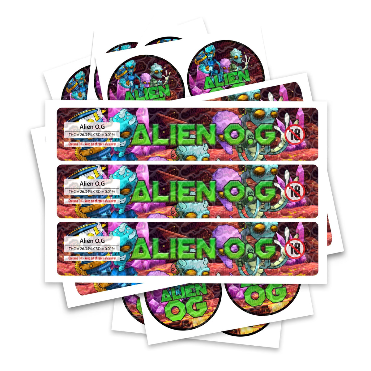 SLAPSTA - Alien OG Glass Jar / Tamper Pot Labels