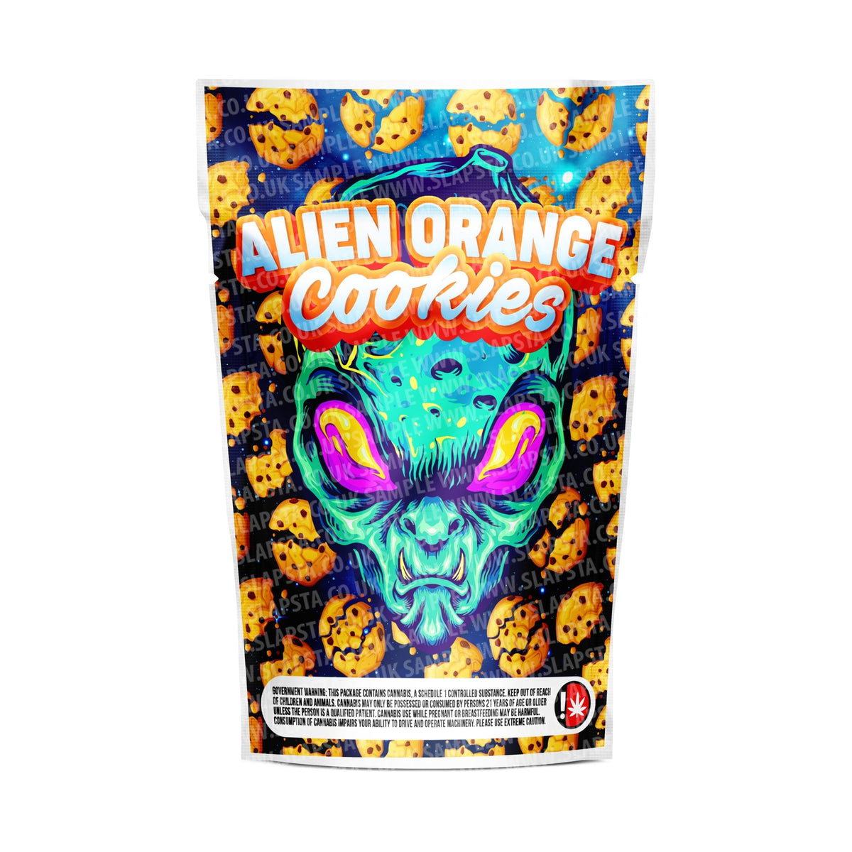 SLAPSTA - Alien Orange Cookies Mylar Pouches Pre-Labeled