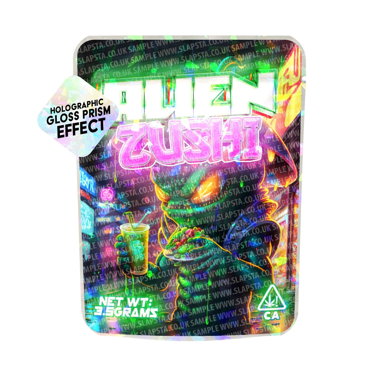 Alien Zushi Holographic Prism Mylar Bags | SLAPSTA