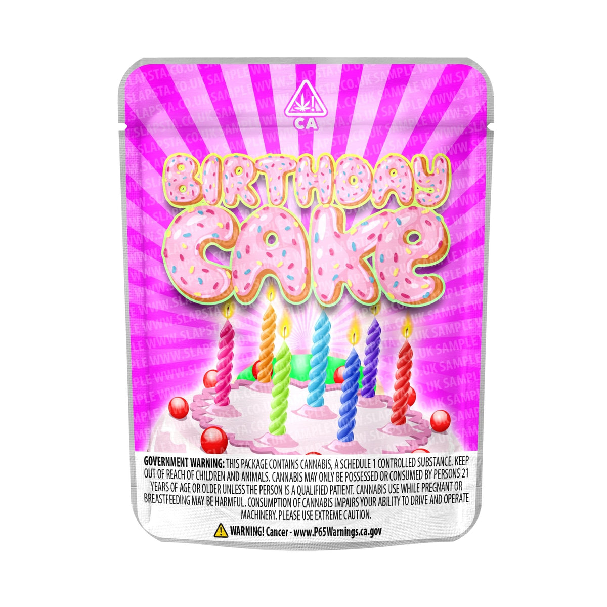 SLAPSTA - Birthday Cake Mylar Pouches Pre-Labeled
