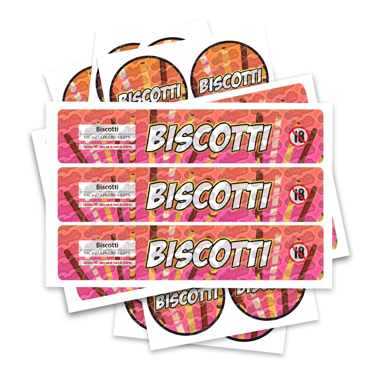 SLAPSTA - Biscotti Glass Jar / Tamper Pot Labels
