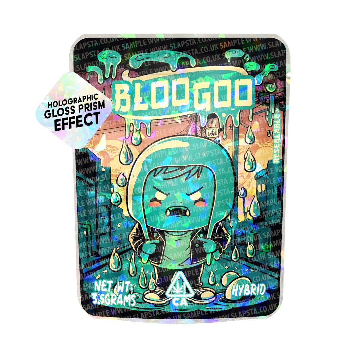 Blue Goo Holographic Prism Mylar Bags | SLAPSTA
