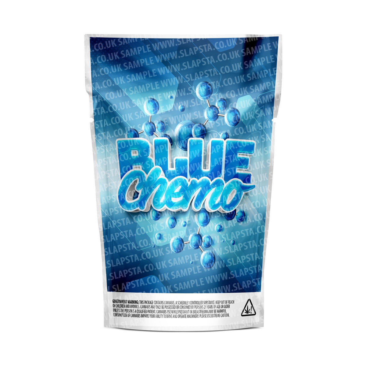 SLAPSTA - Blue Chemo Mylar Pouches Pre-Labeled