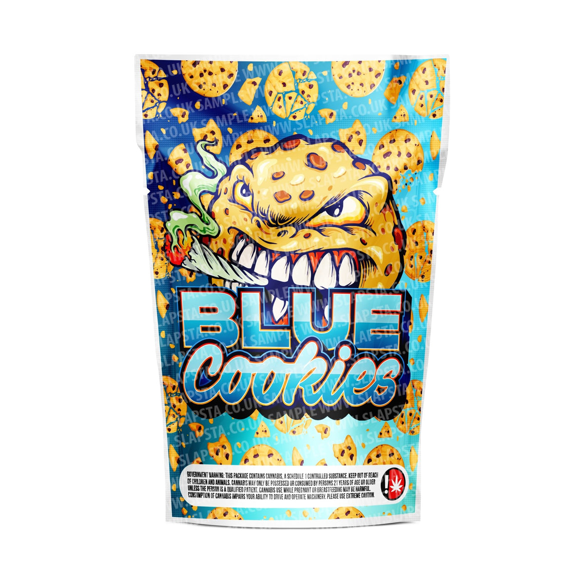 SLAPSTA - Blue Cookies Mylar Pouches Pre-Labeled