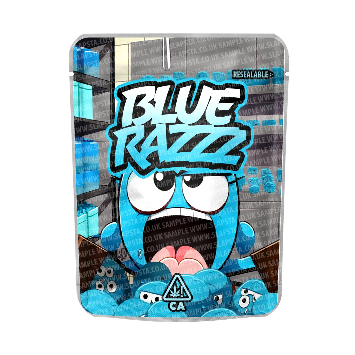 SLAPSTA - Blue Razz Mylar Pouches Pre-Labeled