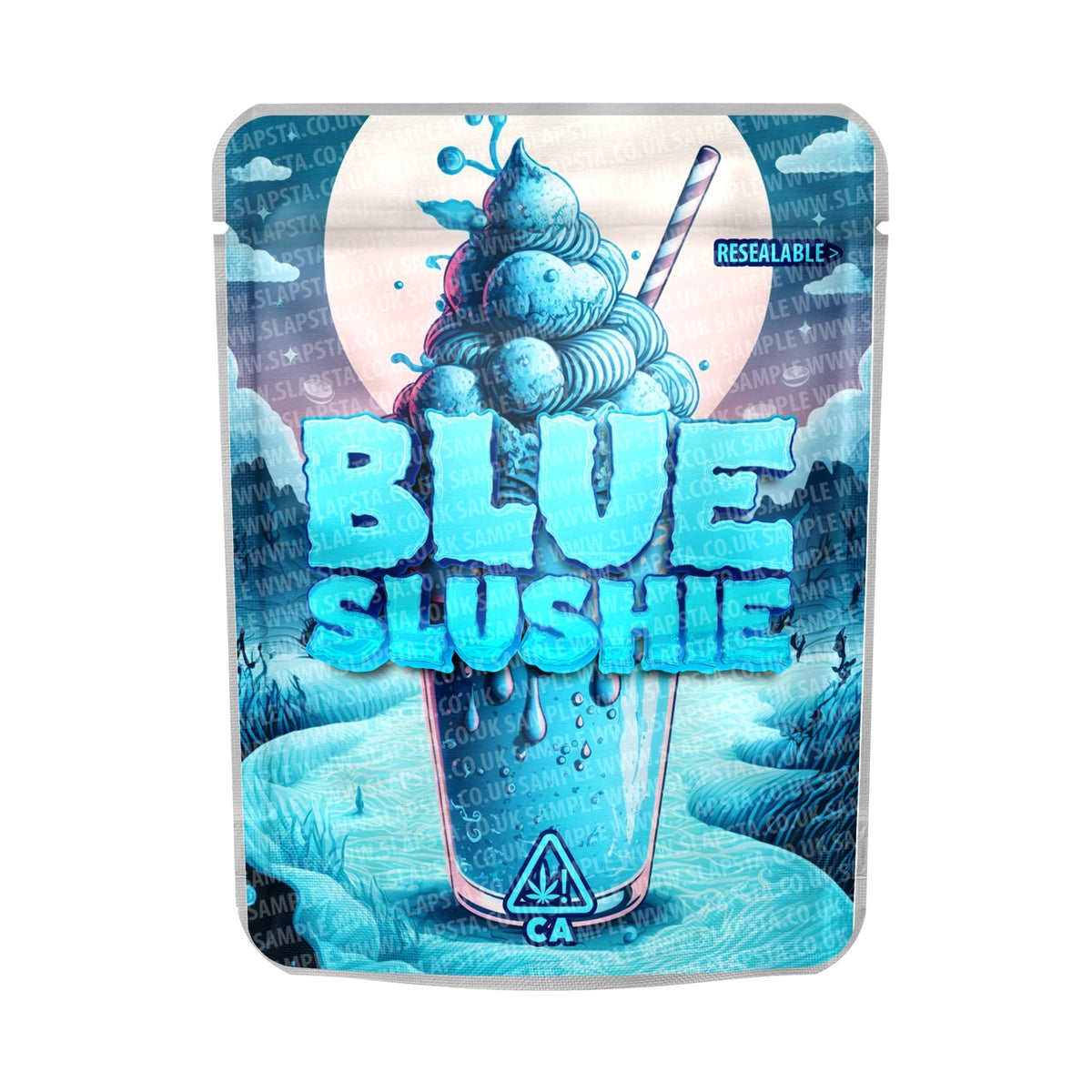 SLAPSTA - Blue Slushie Mylar Pouches Pre-Labeled