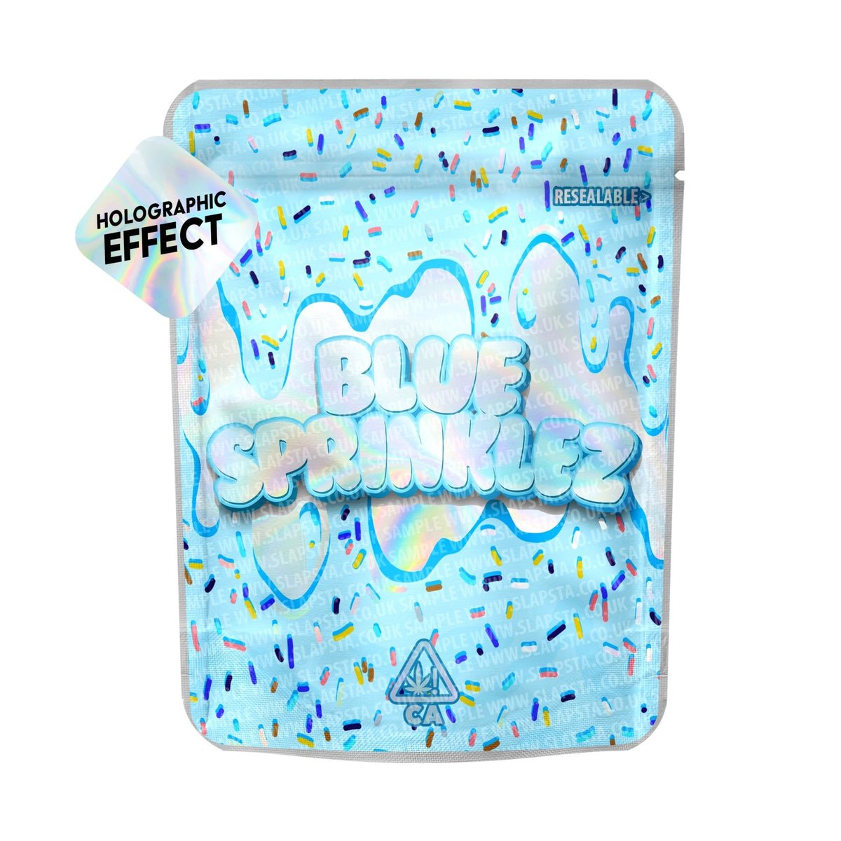 Blue Sprinklez Holographic Prism Mylar Bags | SLAPSTA