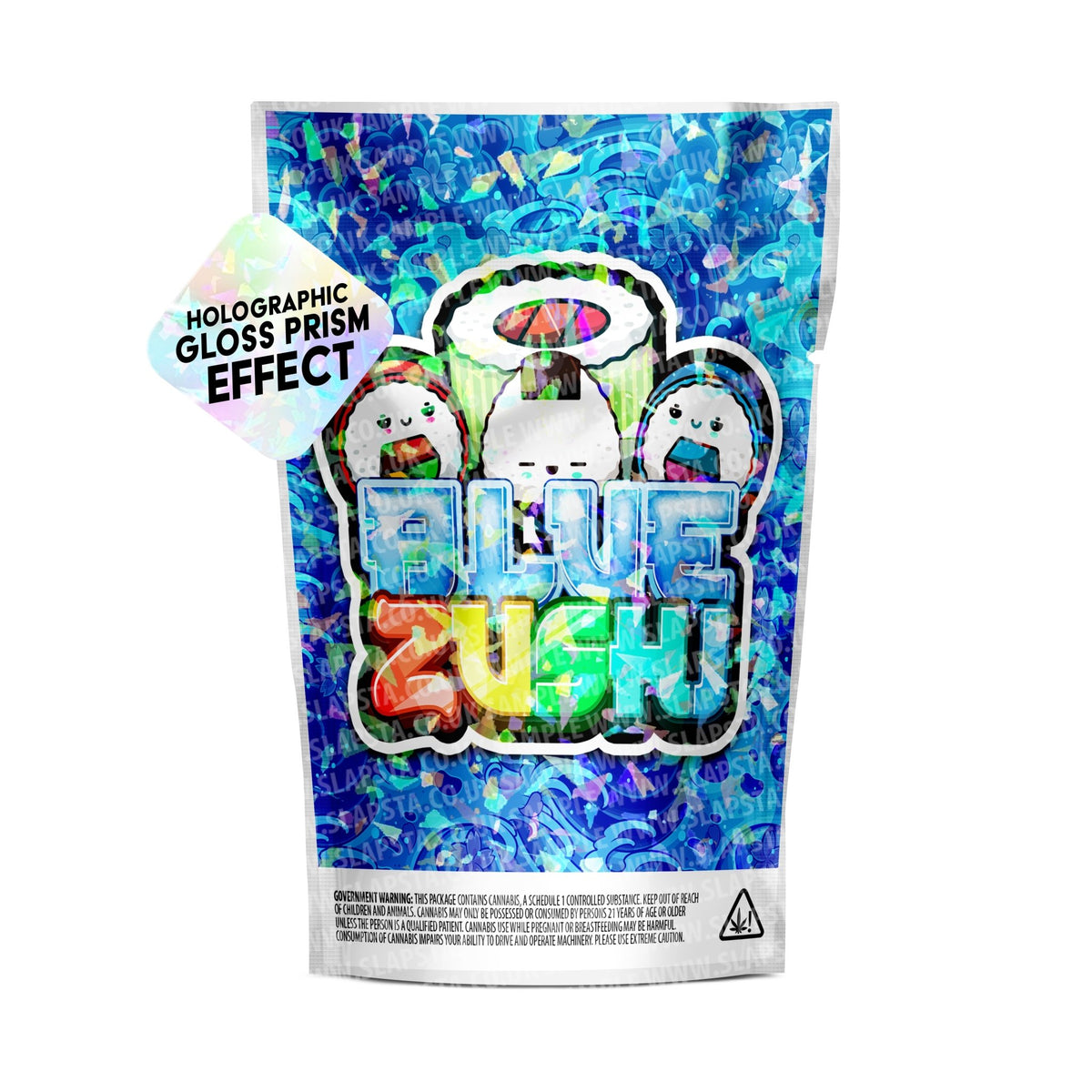 Blue Zushi Holographic Prism Mylar Bags | SLAPSTA