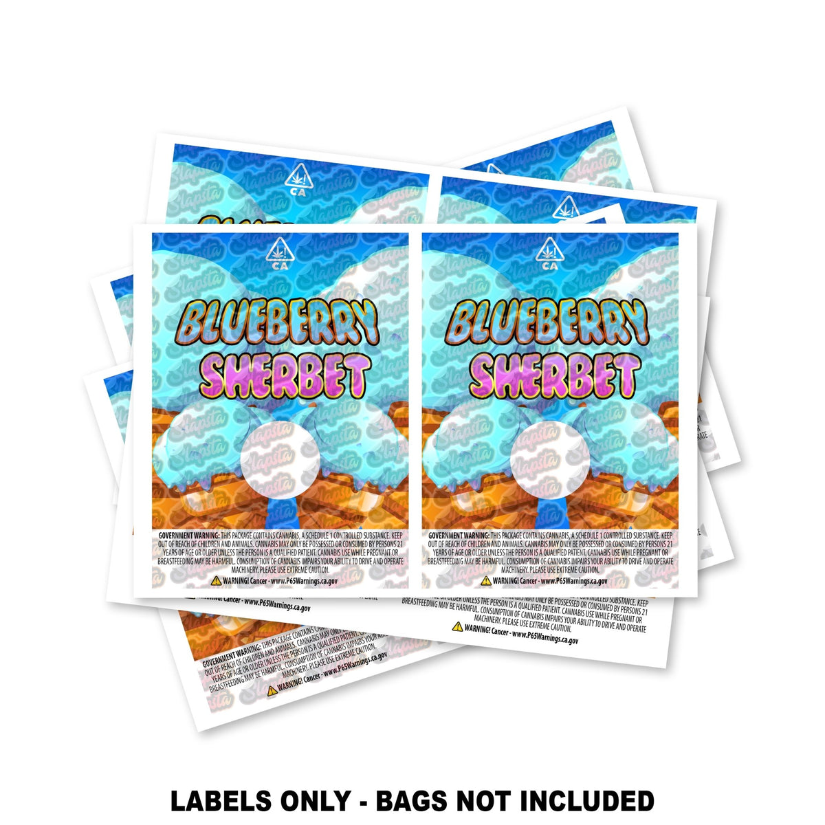 SLAPSTA - Blueberry Sherbet Mylar Bag Labels ONLY