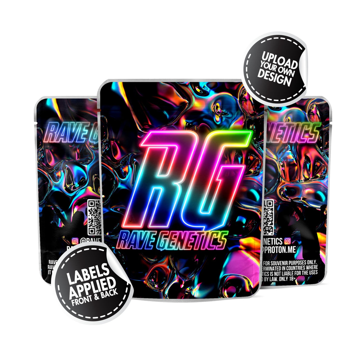 Custom 3.5g (1/8 Ounce) Mylar Sticker Bags | SLAPSTA