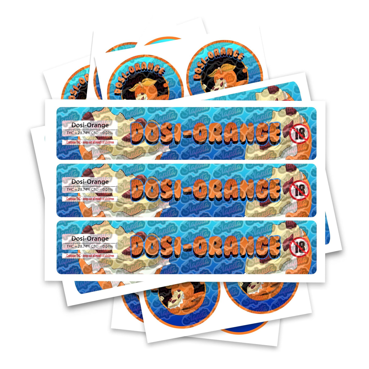 SLAPSTA - Dosi Orange Glass Jar / Tamper Pot Labels