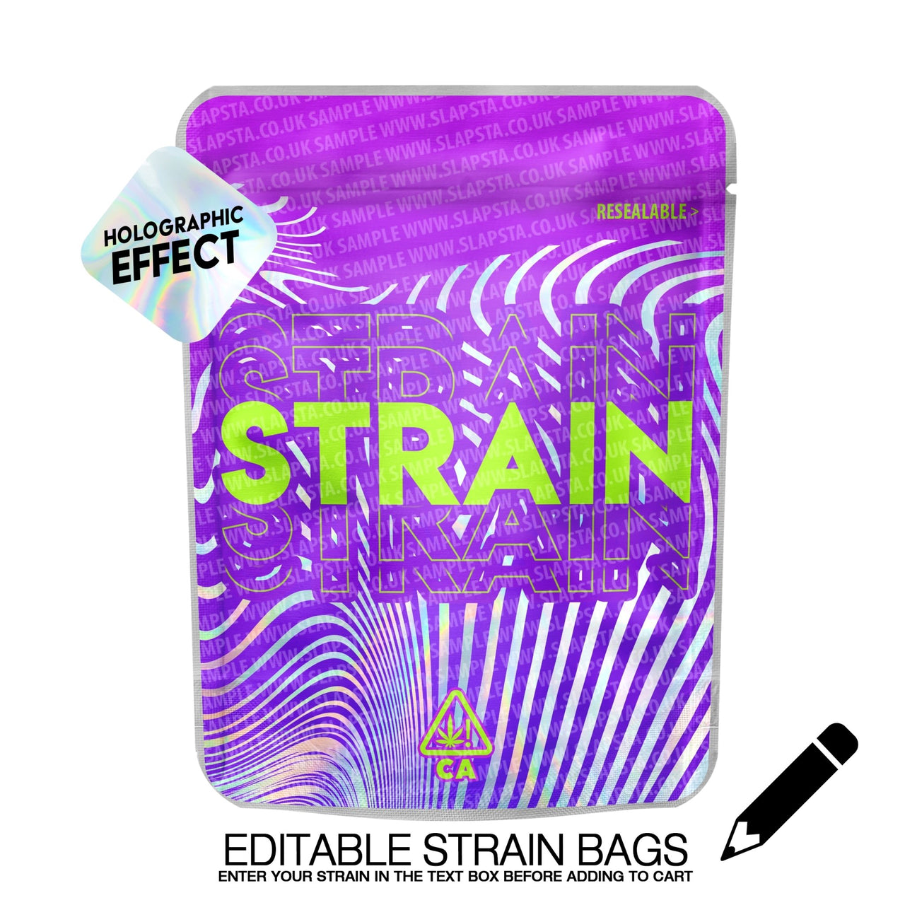 Editable Strain Bag Holographic Prism Mylar Bags | SLAPSTA