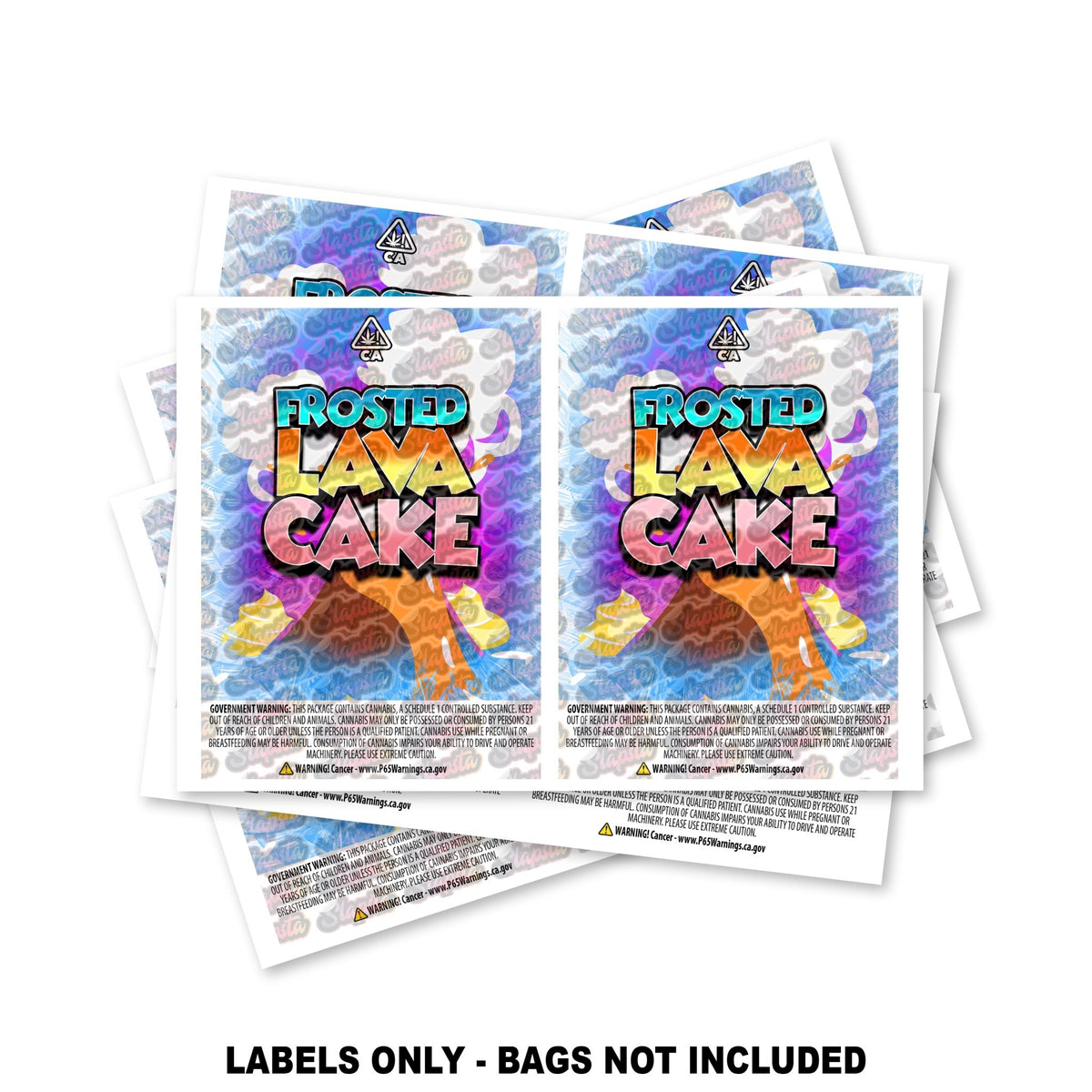 SLAPSTA - Frosted Lava Cake Mylar Bag Labels ONLY