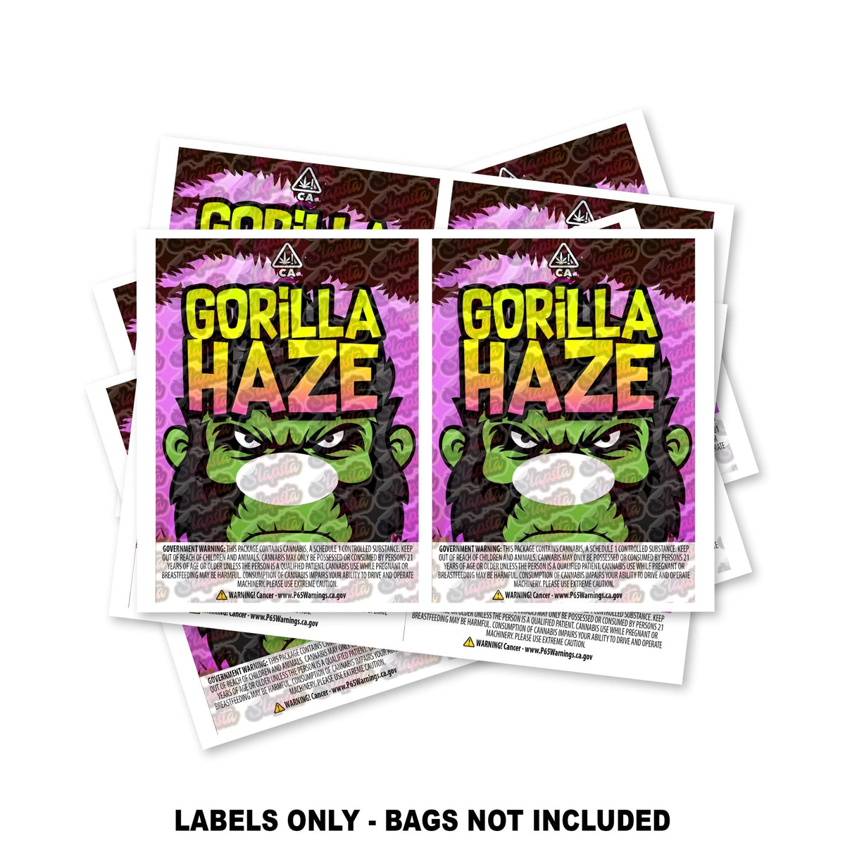 SLAPSTA - Gorilla Haze Mylar Bag Labels ONLY