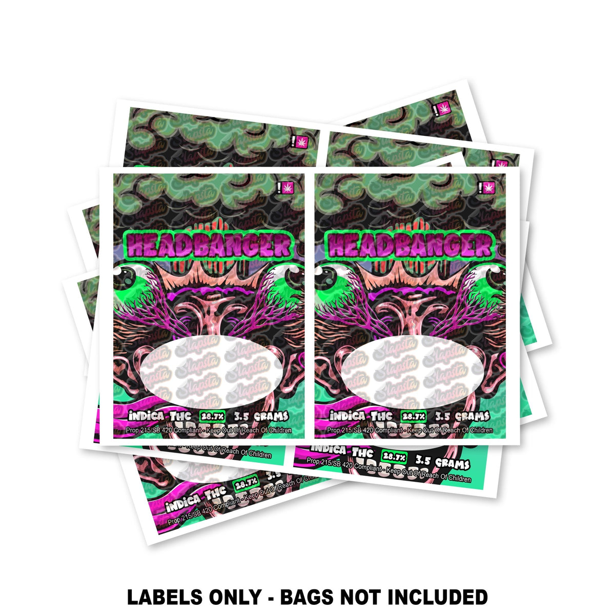 SLAPSTA - Headbanger Mylar Bag Labels ONLY
