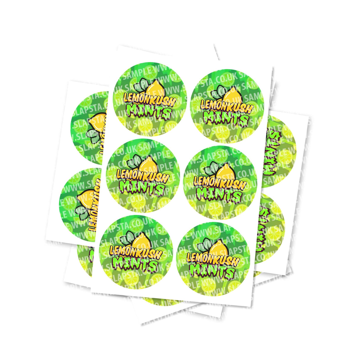 SLAPSTA - Lemon Kush Mints Circular Stickers