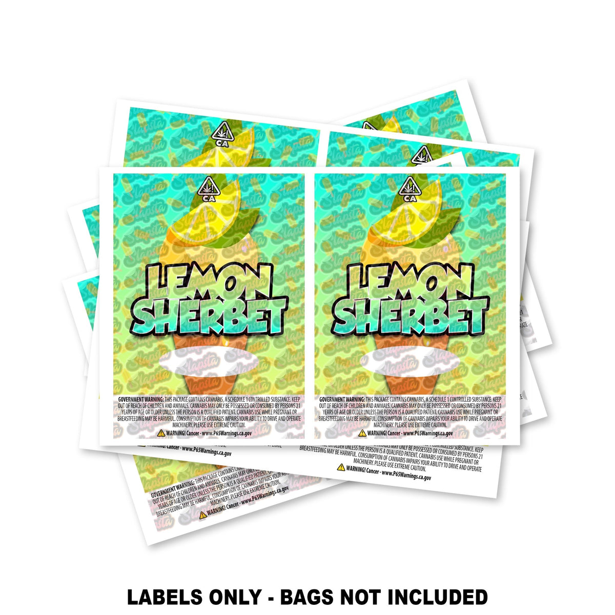 SLAPSTA - Lemon Sherbet Mylar Bag Labels ONLY