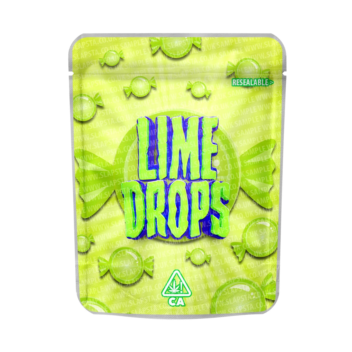 SLAPSTA - Lime Drops Mylar Pouches Pre-Labeled