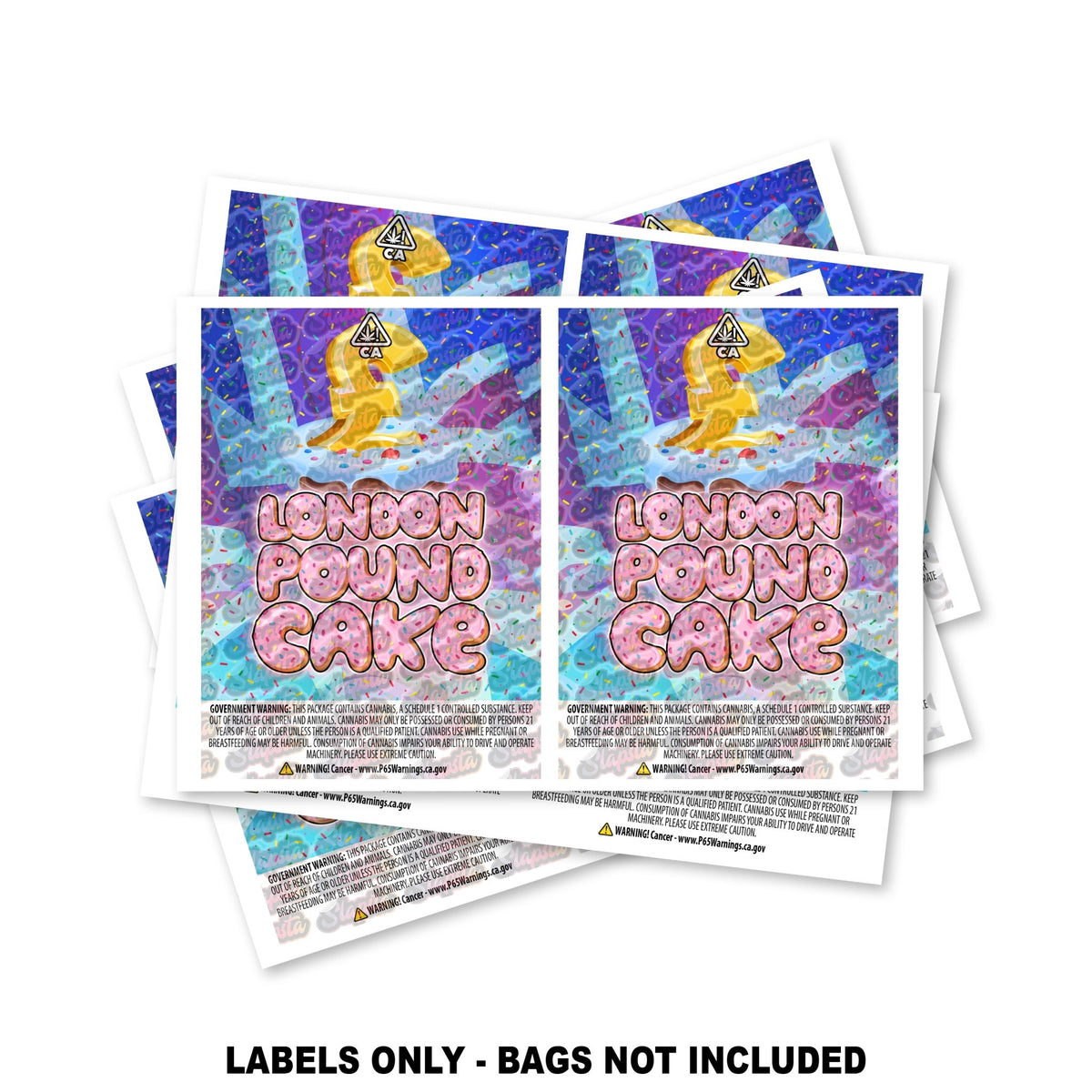 SLAPSTA - London Pound Cake Mylar Bag Labels ONLY