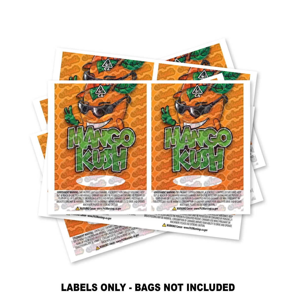 SLAPSTA - Mango Kush Mylar Bag Labels ONLY