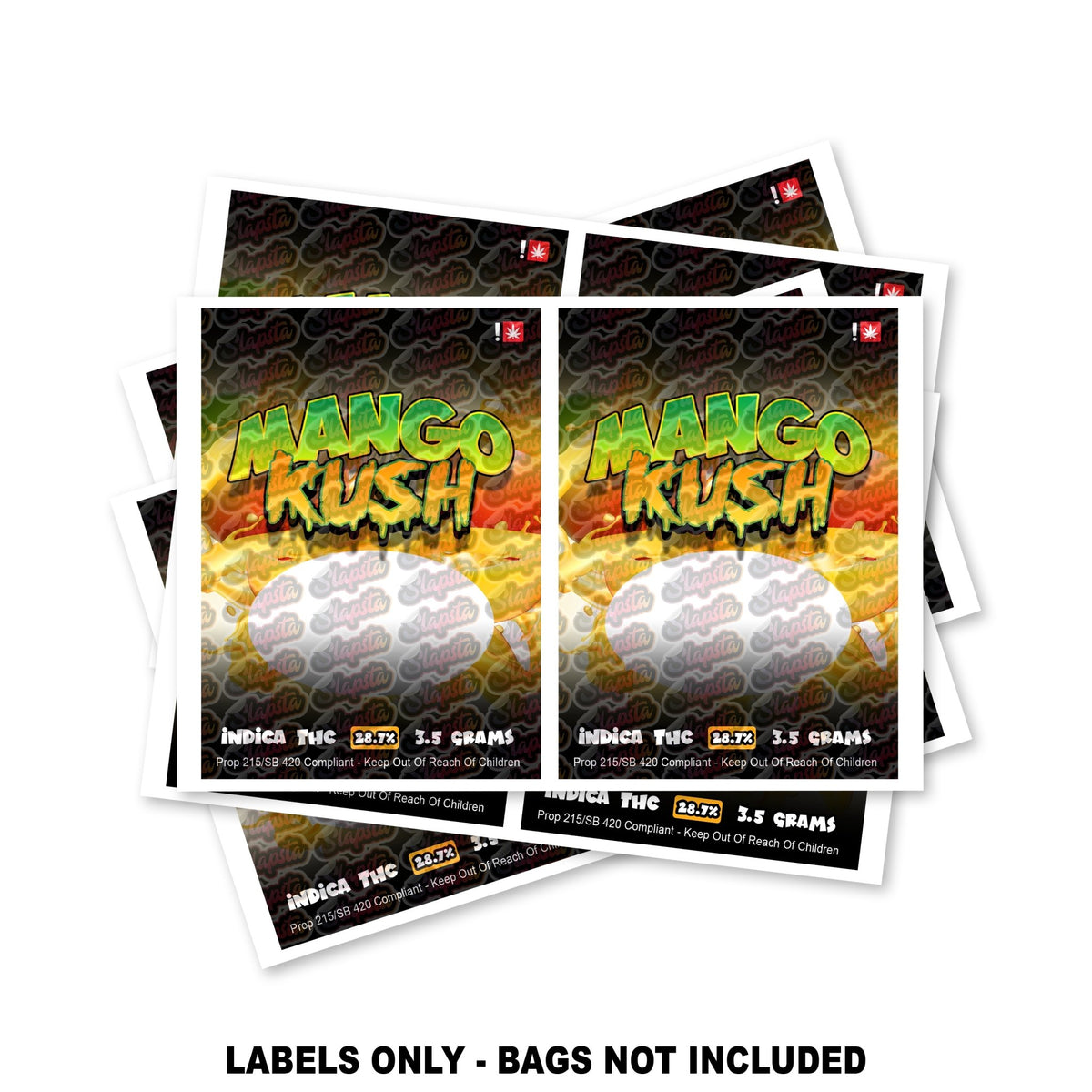 SLAPSTA - Mango Kush Mylar Bag Labels ONLY