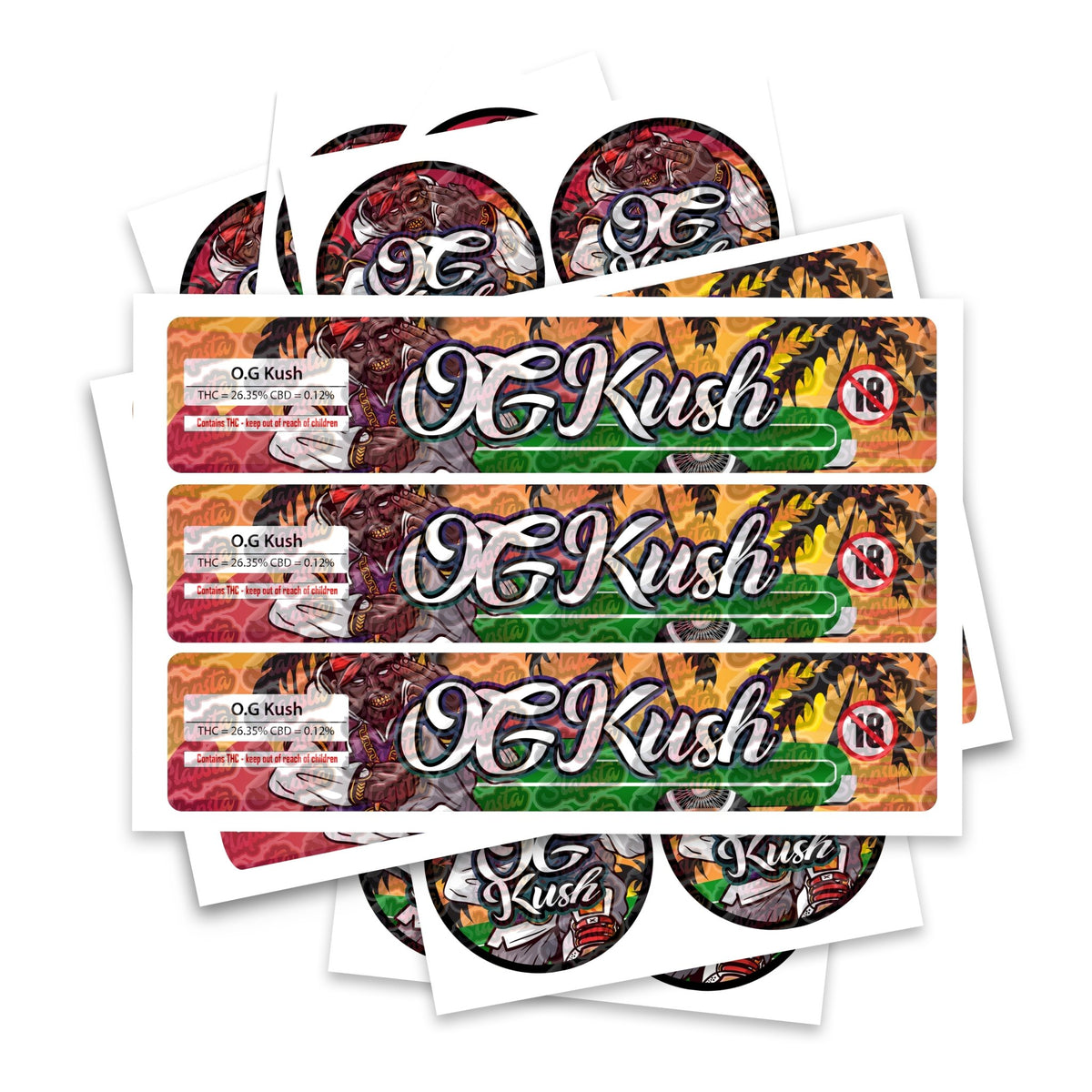 SLAPSTA - OG Kush Glass Jar / Tamper Pot Labels