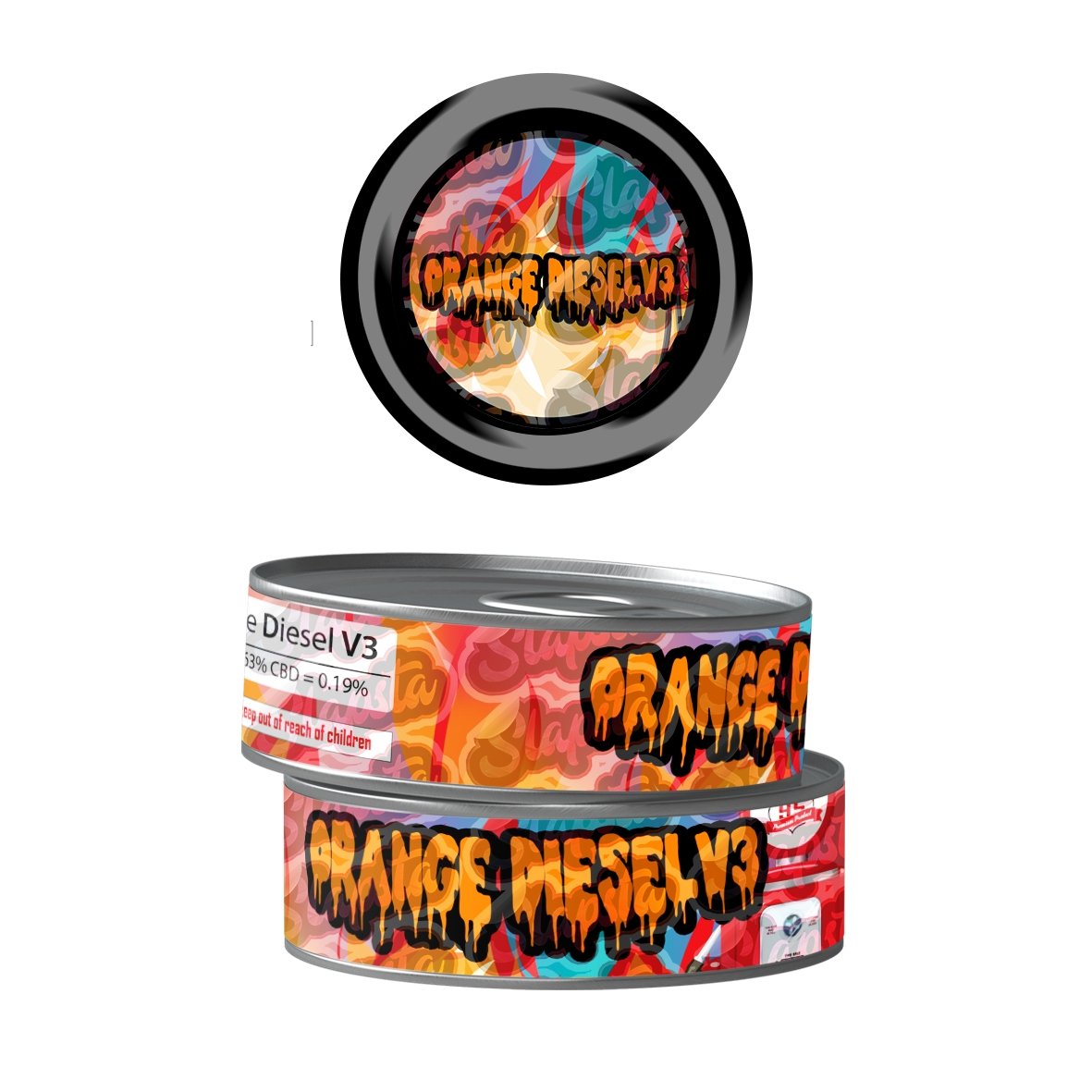 SLAPSTA - Orange Diesel V3 Pre-Labeled 3.5g Self-Seal Tins