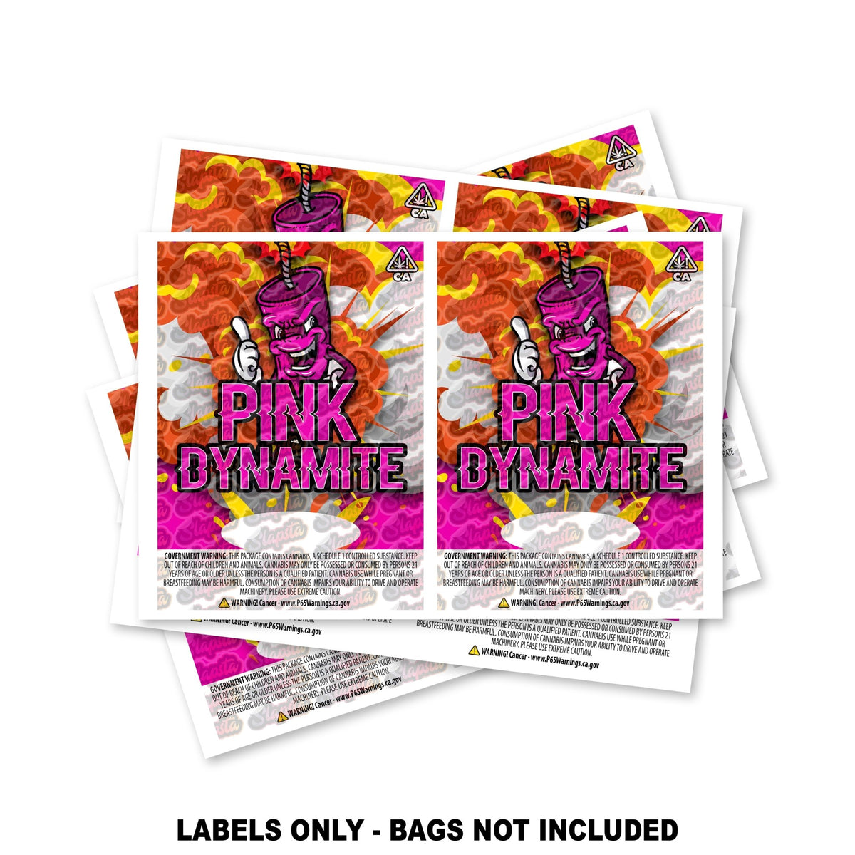 SLAPSTA - Pink Dynamite Mylar Bag Labels ONLY