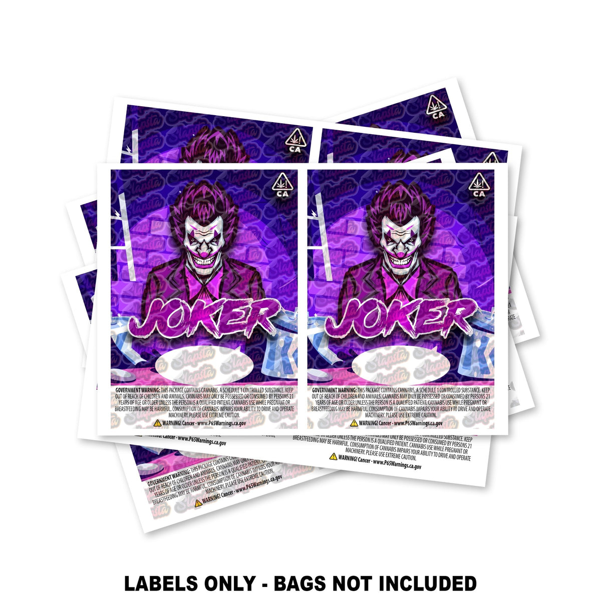SLAPSTA - Pink Joker Mylar Bag Labels ONLY