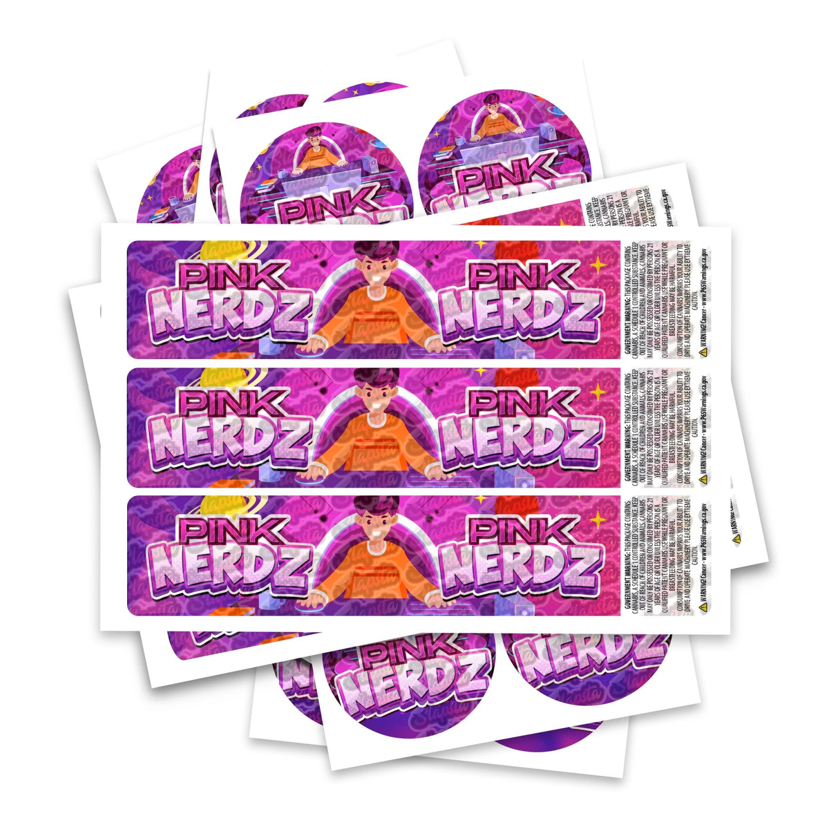 SLAPSTA - Pink Nerdz Glass Jar / Tamper Pot Labels