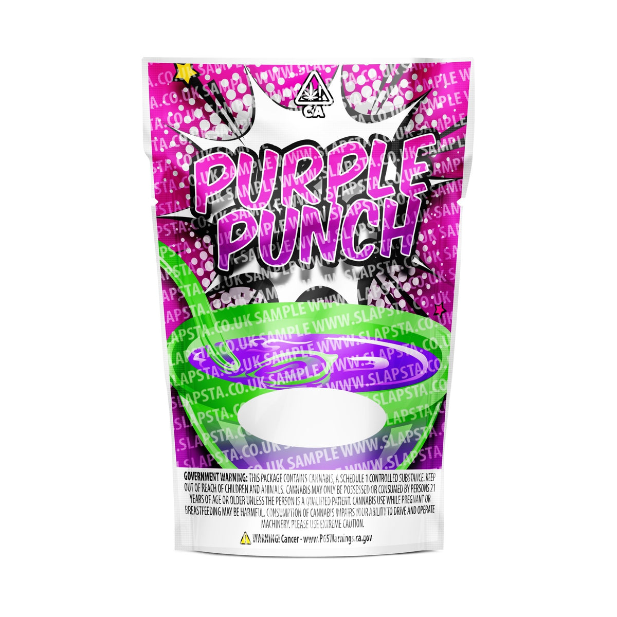 SLAPSTA - Purple Punch Mylar Pouches Pre-Labeled