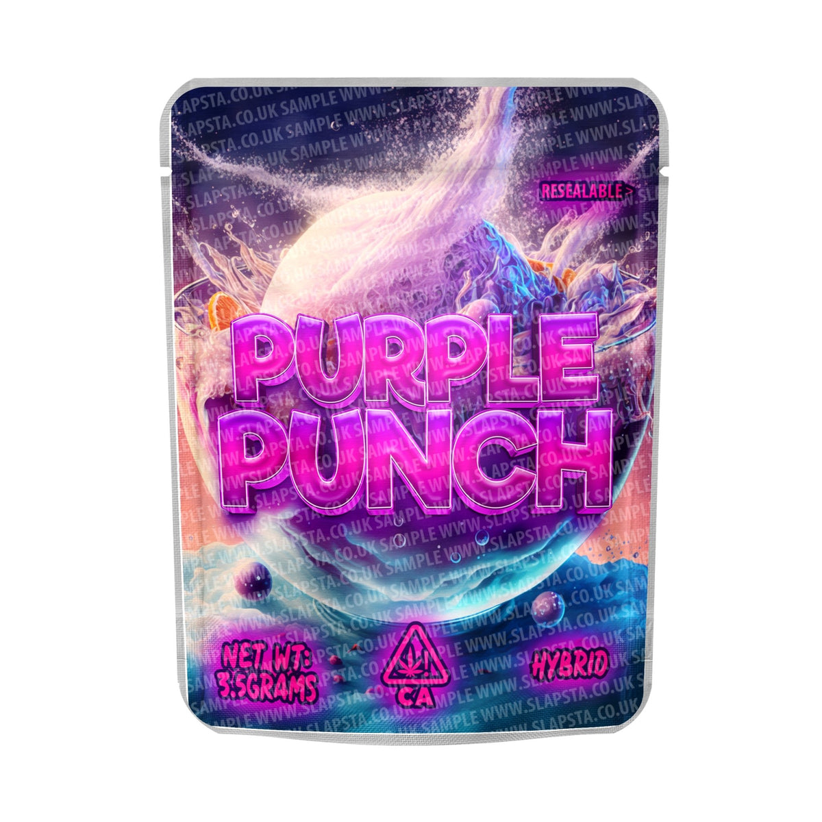 SLAPSTA - Purple Punch Mylar Pouches Pre-Labeled